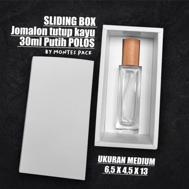 Jual SLIDE BOX Jomalon tutup Kayu 30ml / sliding putih polos / sliding ...