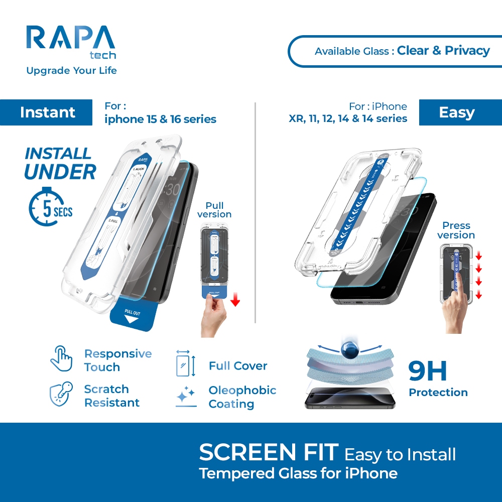 Jual RAPA tech Premium Tempered Glass for iPhone 13/ 15/ 16 Series ...