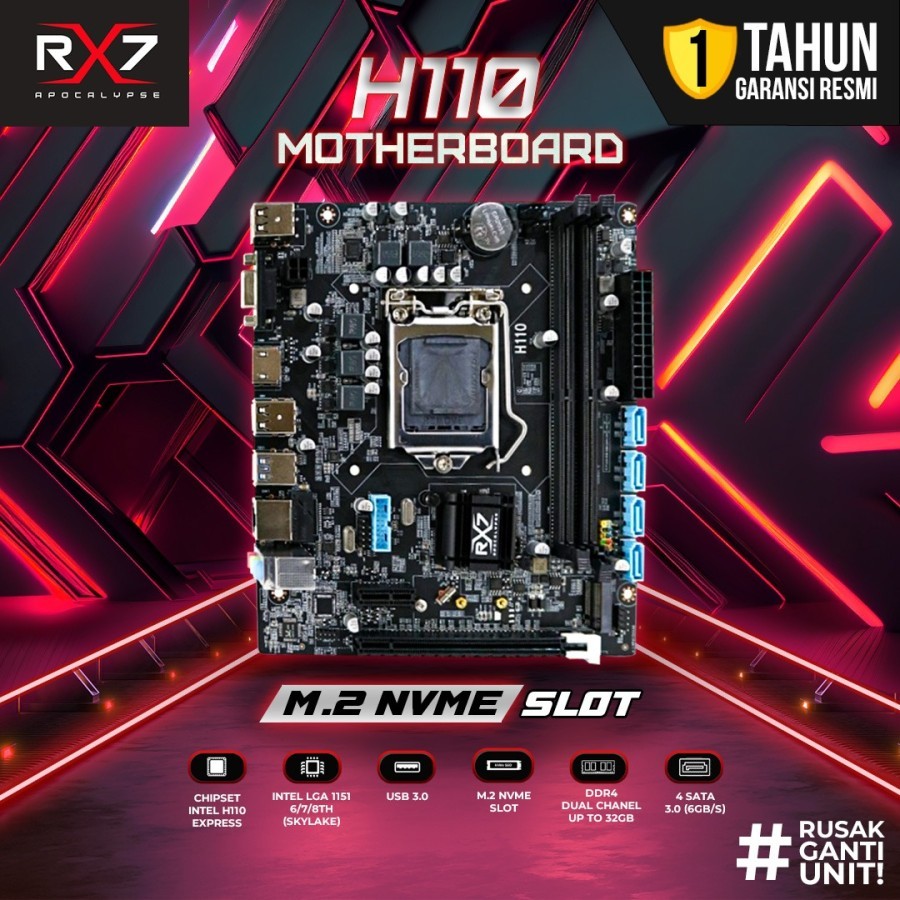 Jual Motherboard RX7 H110 Socket LGA 1151 DDR4 Mainboard H110 INTEL ...