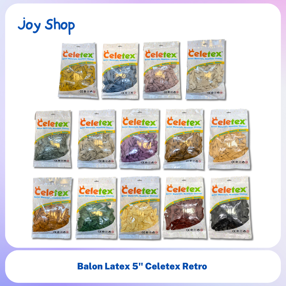 Jual Balon Latex 5 inch Vintage Retro Merk Celetex 1pak isi 100pcs ...