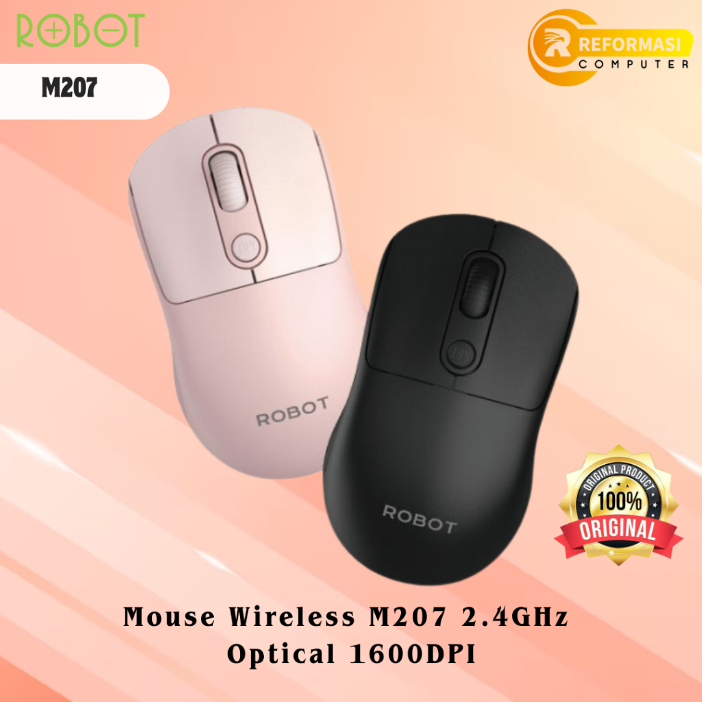 Jual ROBOT Mouse Wireless M207 2.4GHz Optical 1600DPI Original | Shopee ...
