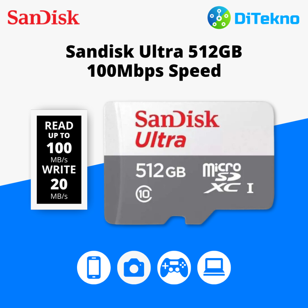 Jual Sandisk Ultra 512GB 100Mbps Micro SD | Shopee Indonesia