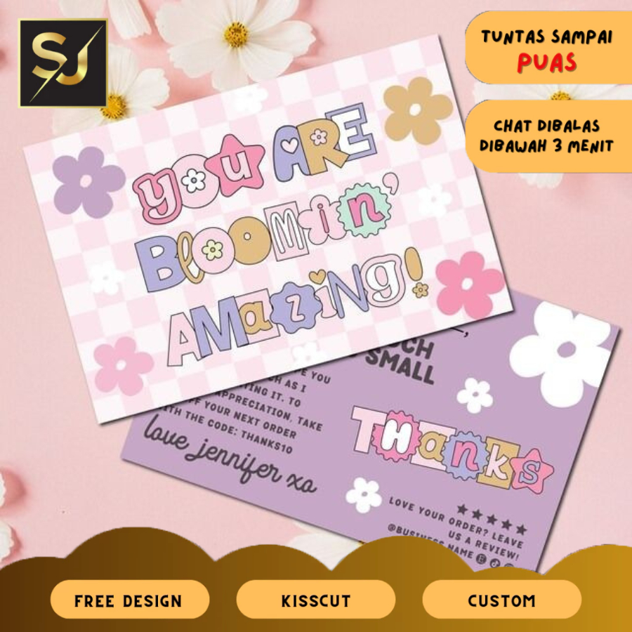 Jual Sangjaya TKC Thank You Card Custom Thanks Card Olshop Kartu Ucapan Terima Kasih Free Desain ...