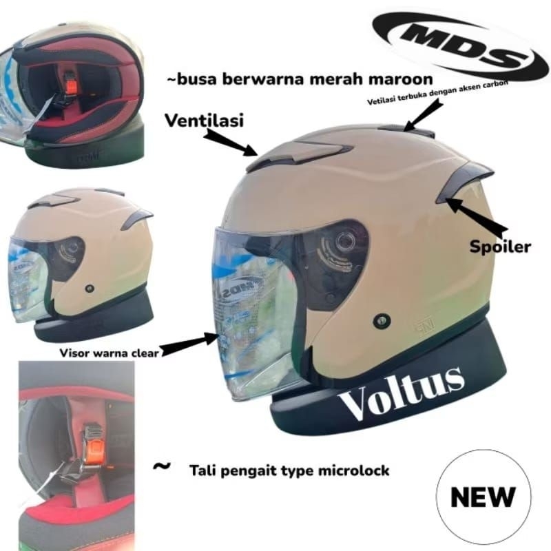 Jual Helm Mds Voltus | Helm Half Face Suport Intercom | Shopee Indonesia