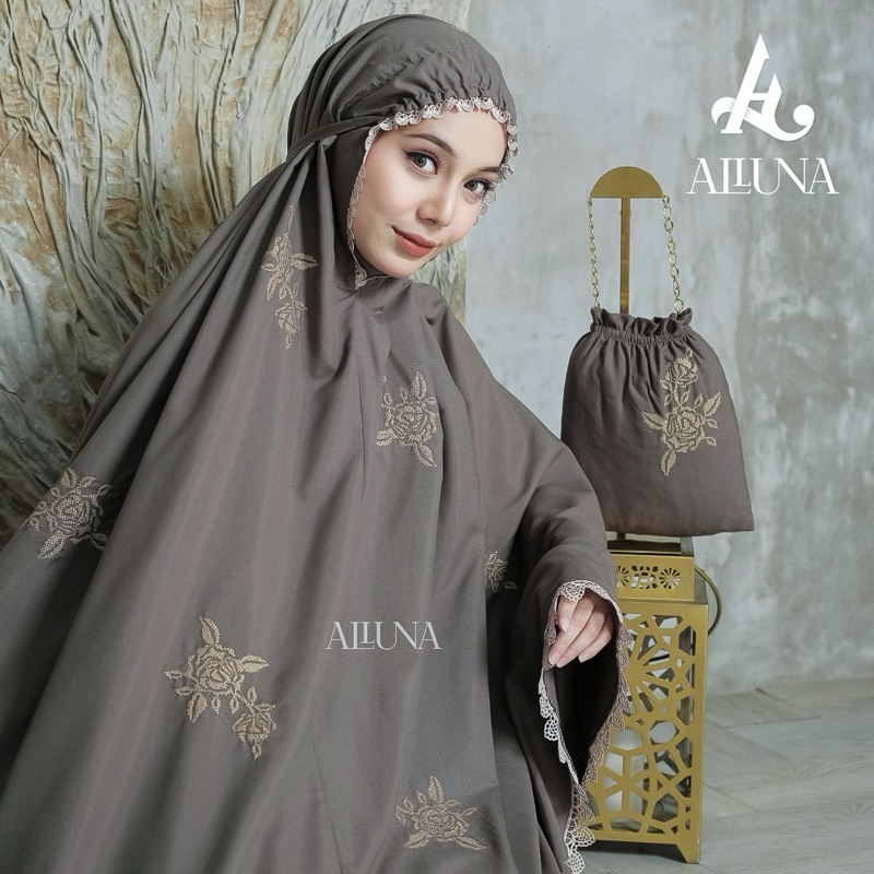 Jual ALLUNA - Mukena Dewasa Traveling Katun Renda Bordir strimin Rose ...