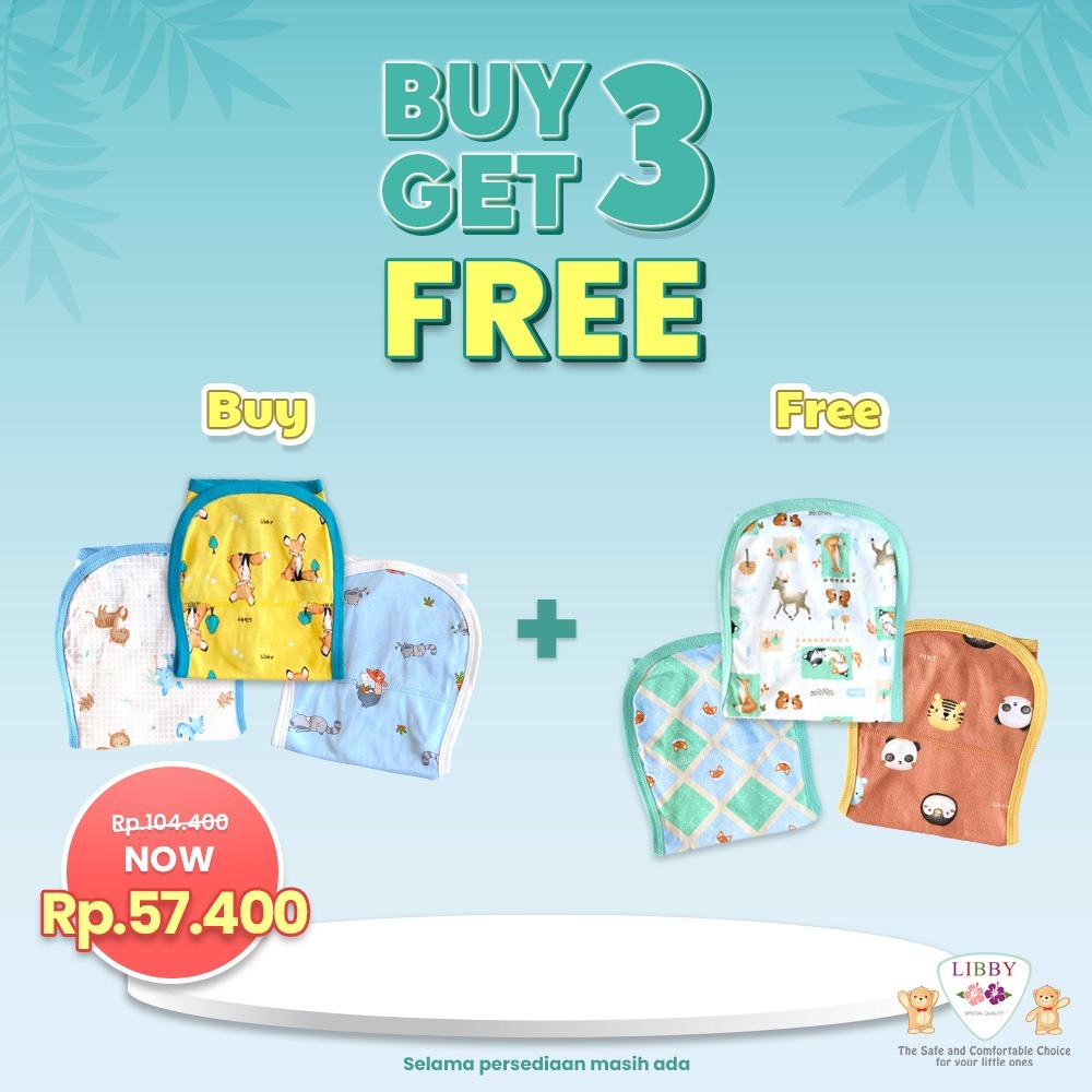 Jual LIBBY BUY 3 GET 3-Paket Popok Tali Bayi Unisex Motif Enchanted Wild+Green Hedgehod (6 pcs ...