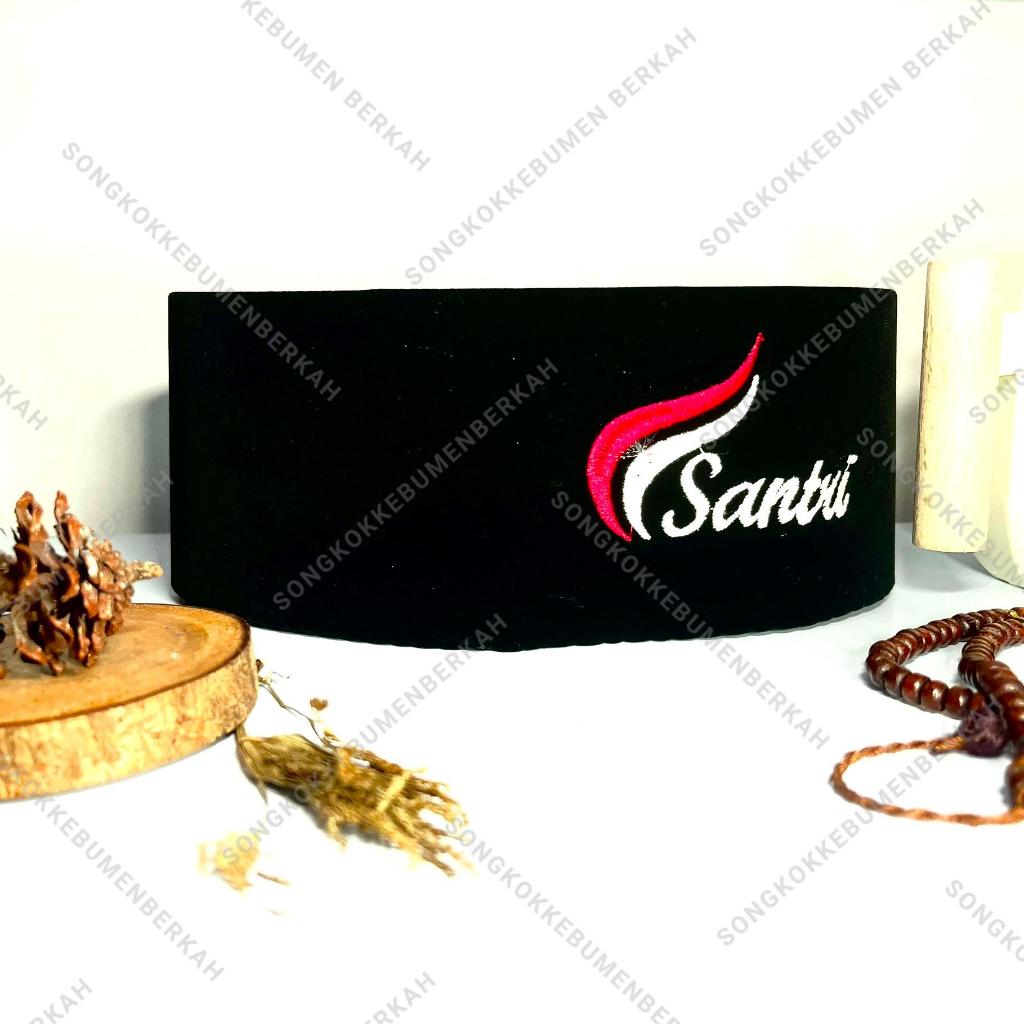 Jual songkok peci hitam logo santri real pict tinggi Normal (9 cm ...