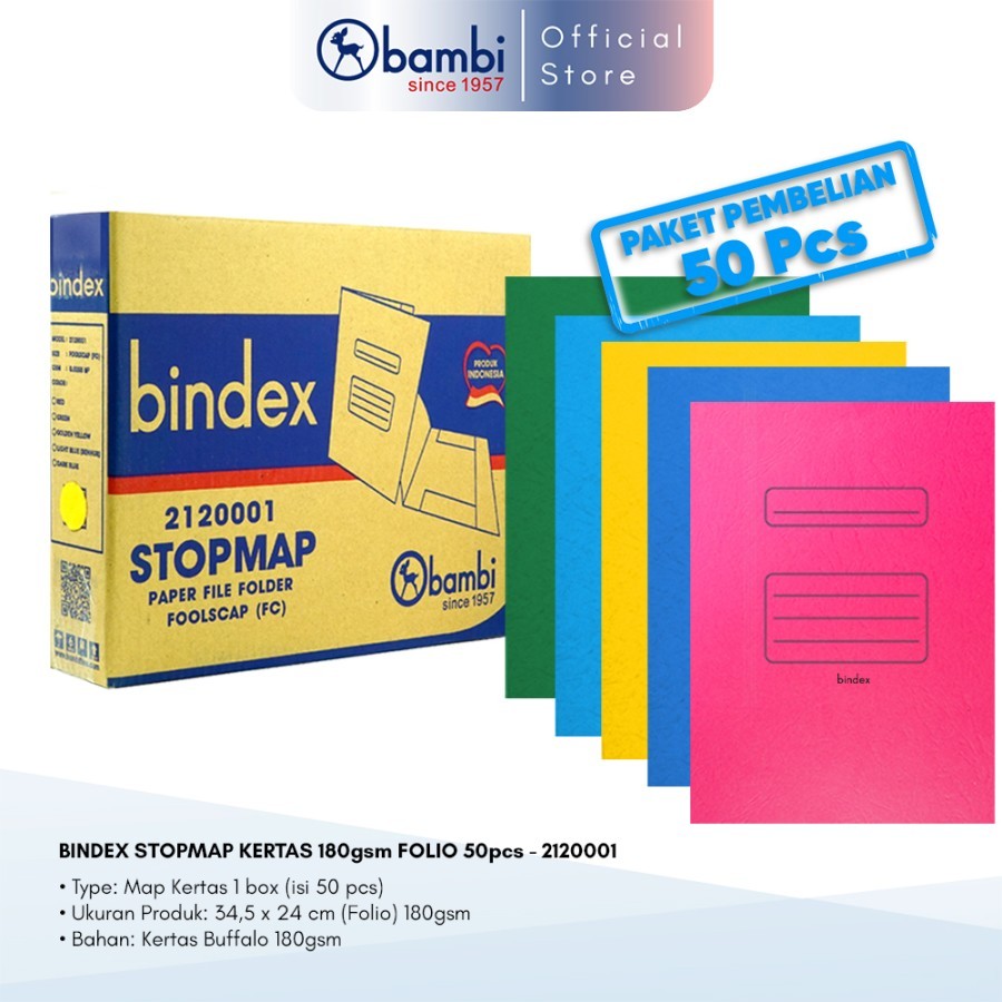 Jual Bindex Stop Map Kertas Folio - F4 ( 1 Box isi 50 pcs ) | Shopee ...
