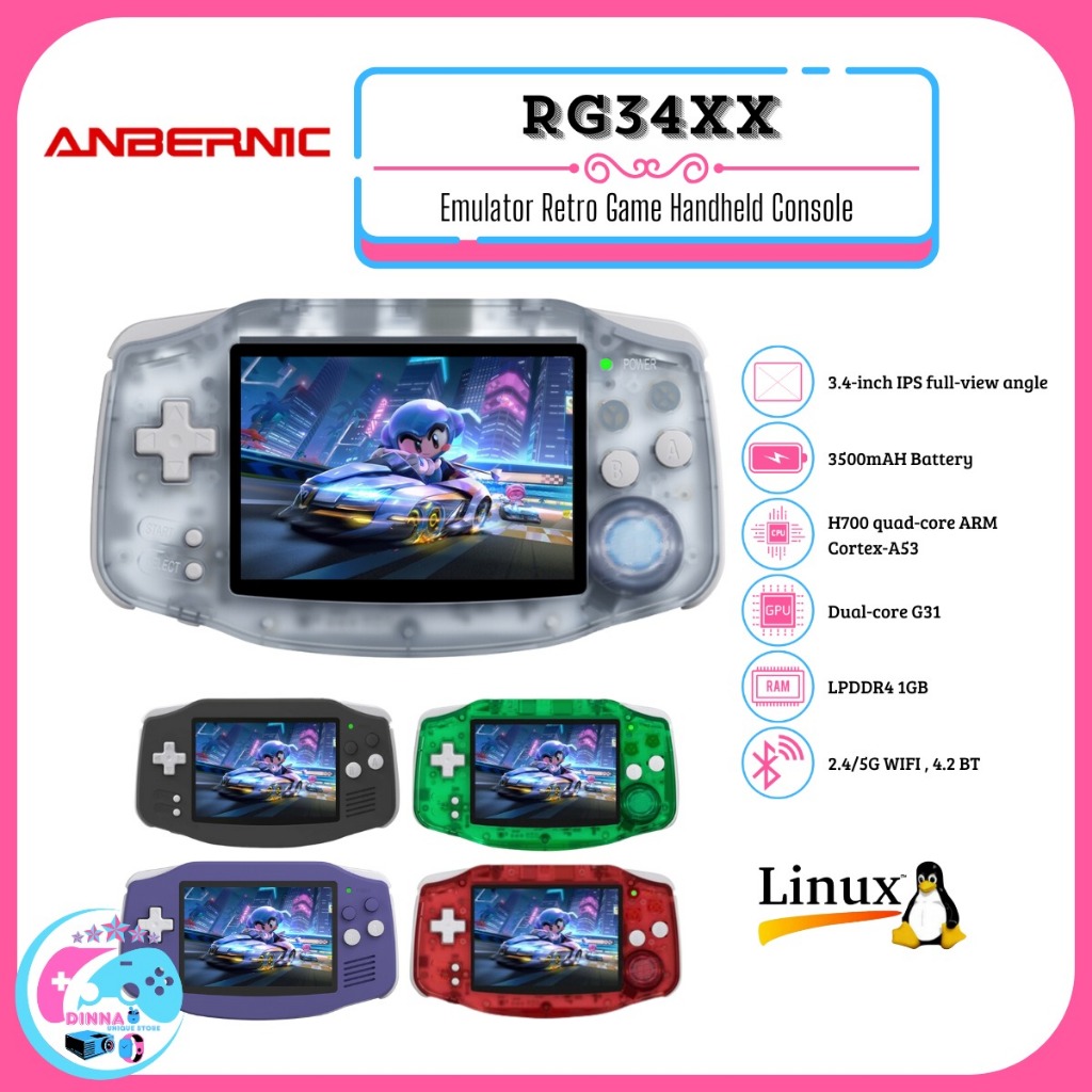 Jual ANBERNIC RG34XX - Portable Emulator Retro Game Console 3.4-inch ...