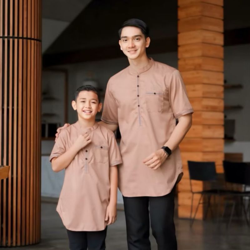 Jual Baju Koko Couple Ayah dan Anak Laki Laki Model Karim Exclusive Lengan Pendek Bahan Katun ...