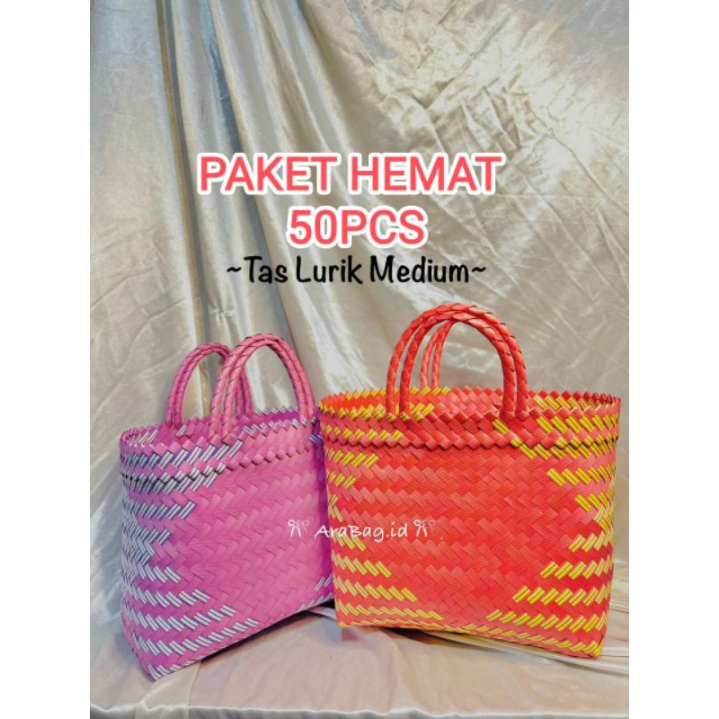 Jual PAKET 50PCS SIZE M (medium) Tas anyaman Lurik size M tas anyaman ...