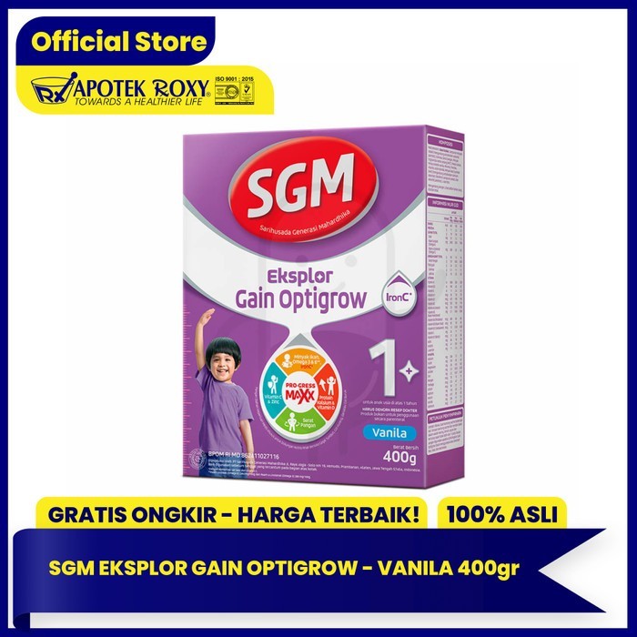 Jual SUSU SGM EKSPLOR GAIN OPTIGROW VANILA 400G USIA DI ATAS 1 TAHUN | Shopee Indonesia