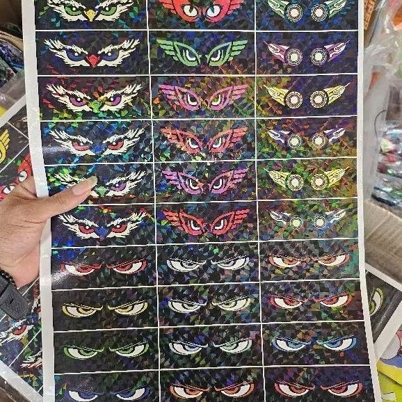 Jual 1 pc Stiker mata Viral sticker strobo mata hologram Isi 10 Bahan ...