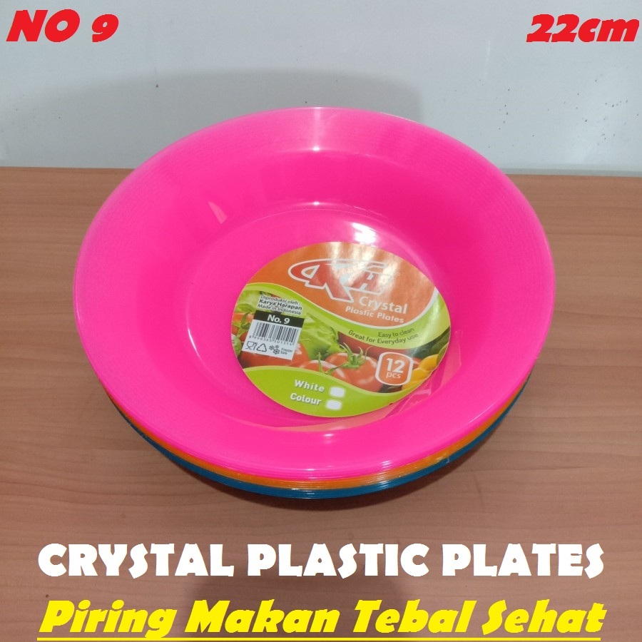 Jual 12pcs /6pcs Piring Makan 22cm Crystal Plastic Plates Tebal dan ...