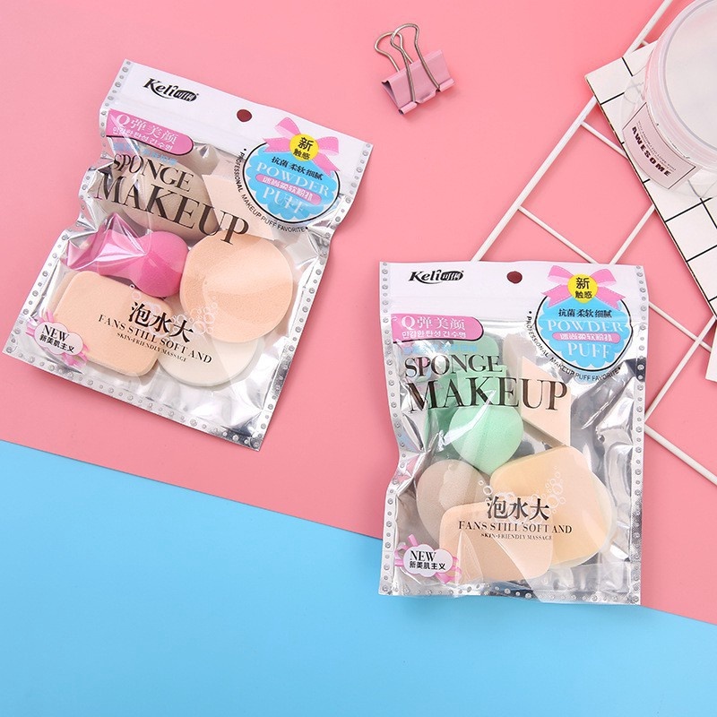 Jual HSM - Spons Make Up 6 in 1 Beauty Sponge Blender Isi 6 Pcs / Beauty Blender Powder Puff ...