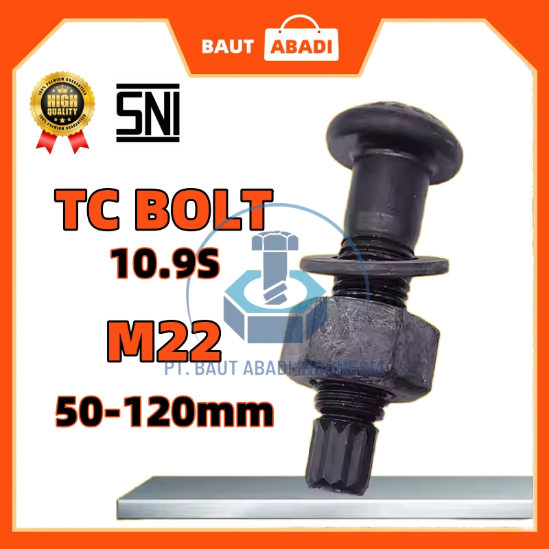 Jual Baut mur baja TC M22 Grade 10.9S 1set TC bolt baja / Bolt nut TC ...