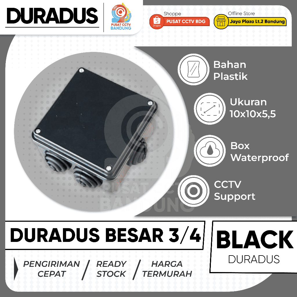 Jual Duradus CCTV Hitam Outdoor Junction Box CCTV Plastik Waterproof ...