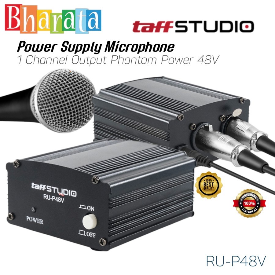 Jual TaffSTUDIO Phantom Power Supply Microphone Condenser 1 Channel 48V ...