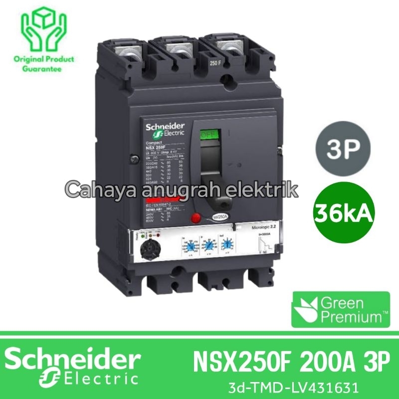 Jual MCCB SCHNEIDER NSX250F 200A 3P 36kA MCCB Schneider 200A 3Phase LV431631 Original | Shopee ...