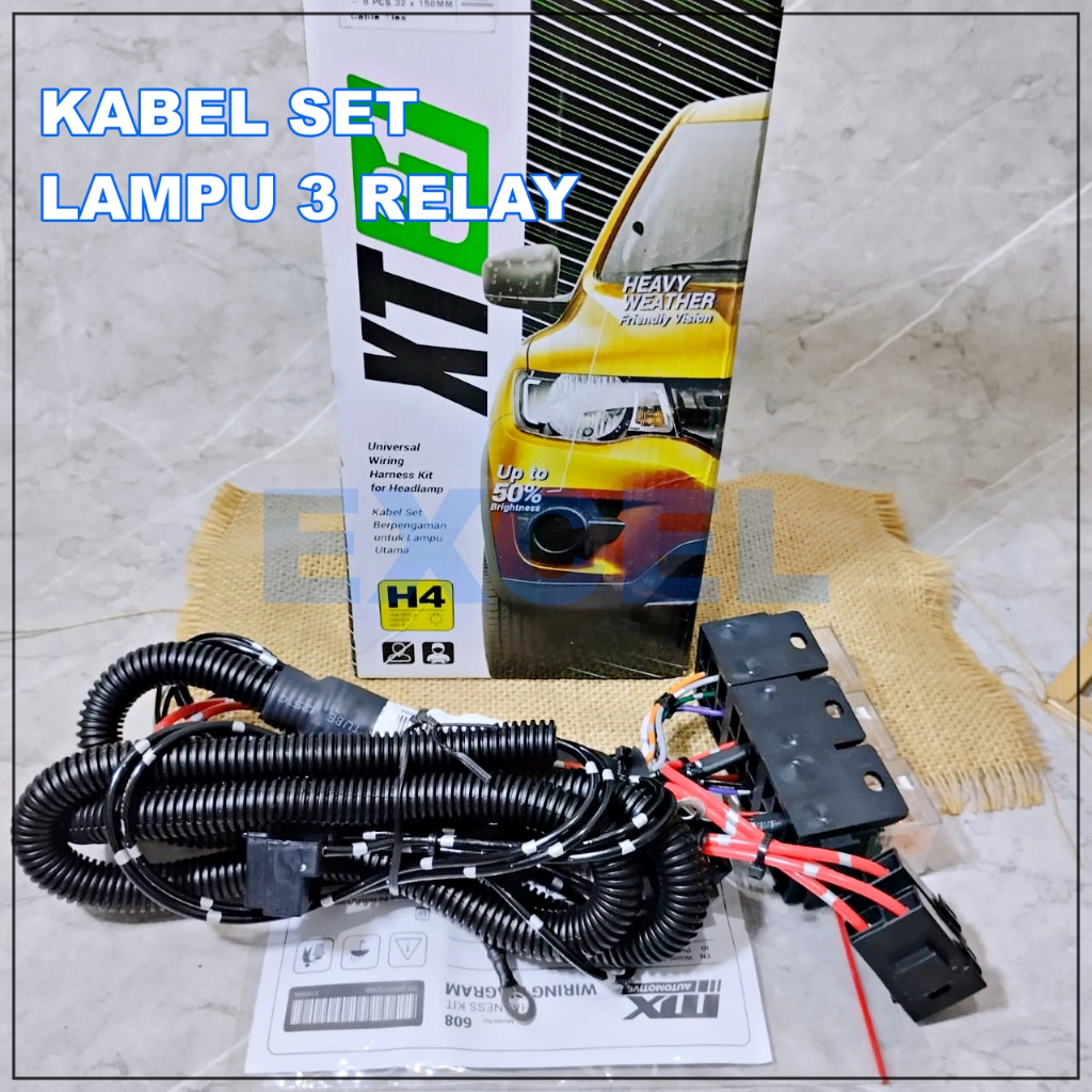 Jual KABEL RELAY SET LAMPU H4 MOBIL MX XT SERIES 3 RELAY 12V UNTUK 2 ...