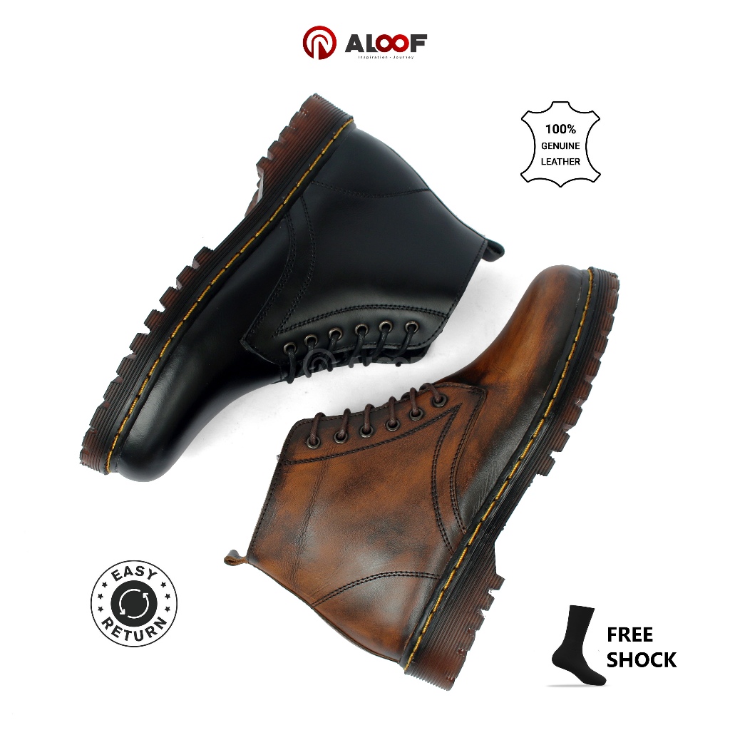 Jual 38-45 Aloof DENBORA - Sepatu Boots Docmart Pria Kulit Asli Touring ...