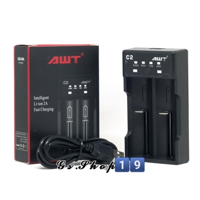 Jual Charger Baterai AWT C2 untuk tipe battery 18650 AA-AAA-18350 ...
