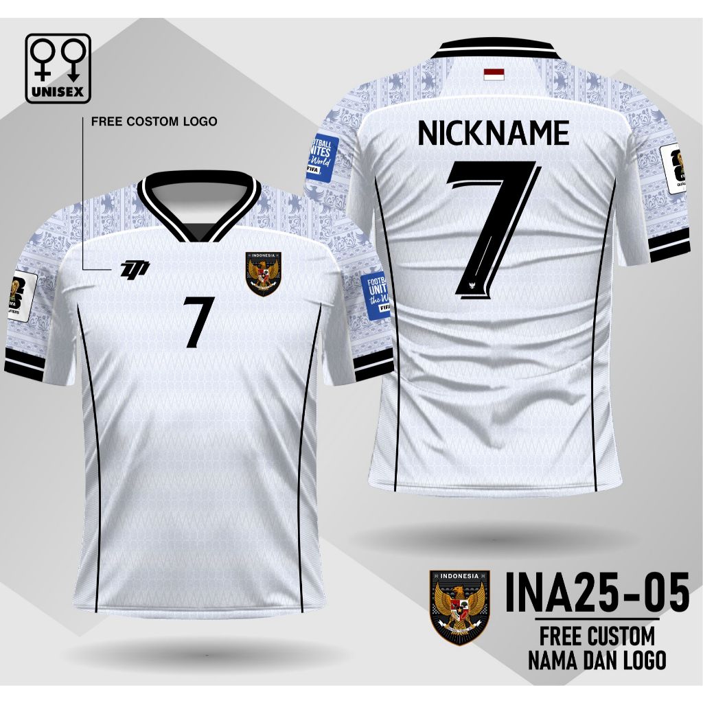 Jual jersey timnas away Indonesia 2025 jersey sepak bola fullpatch printing bahan embos topo ...