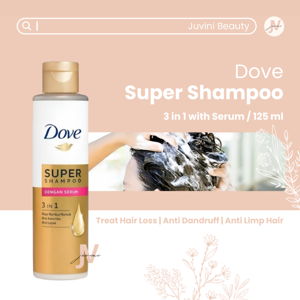 Jual Dove Super Shampoo 3 in 1 With Serum Atasi Rambut Rontok, Anti ...