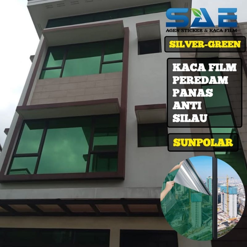 Jual Sticker Kaca Film Hijau Silver One Way Jendela Rumah Gedung L ...