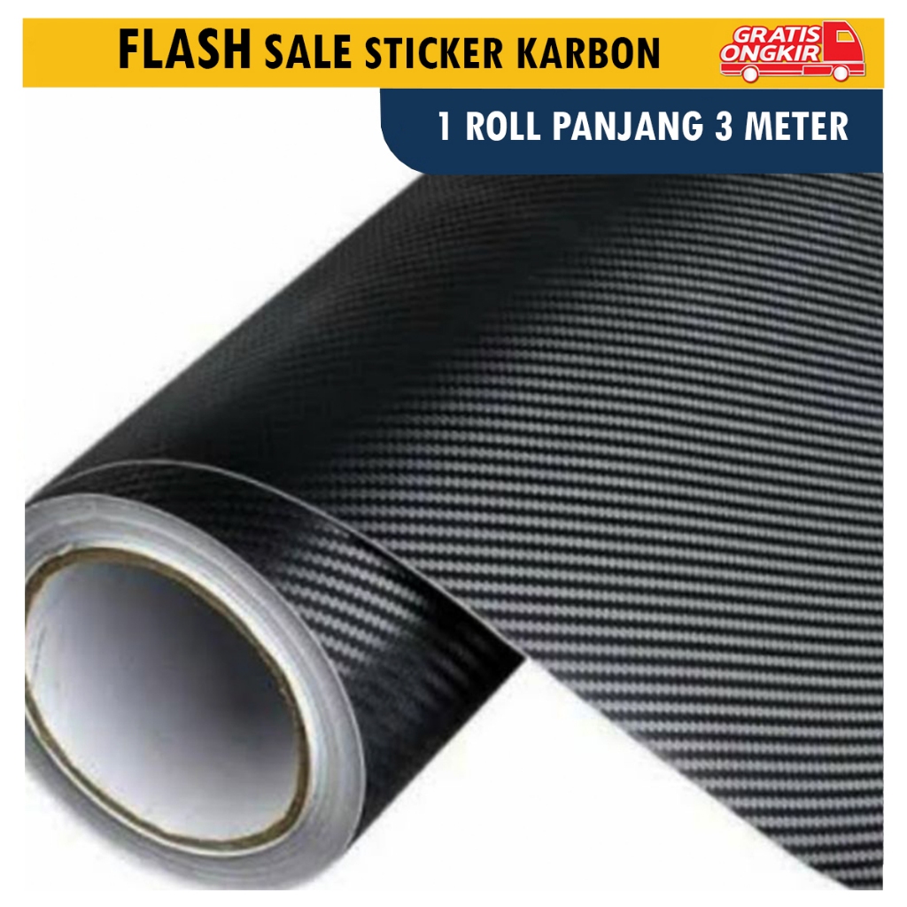 Jual Stiker Skotlet Motor Mobil Panjang 3 Meter Karbon Hitam Doff 3D ...