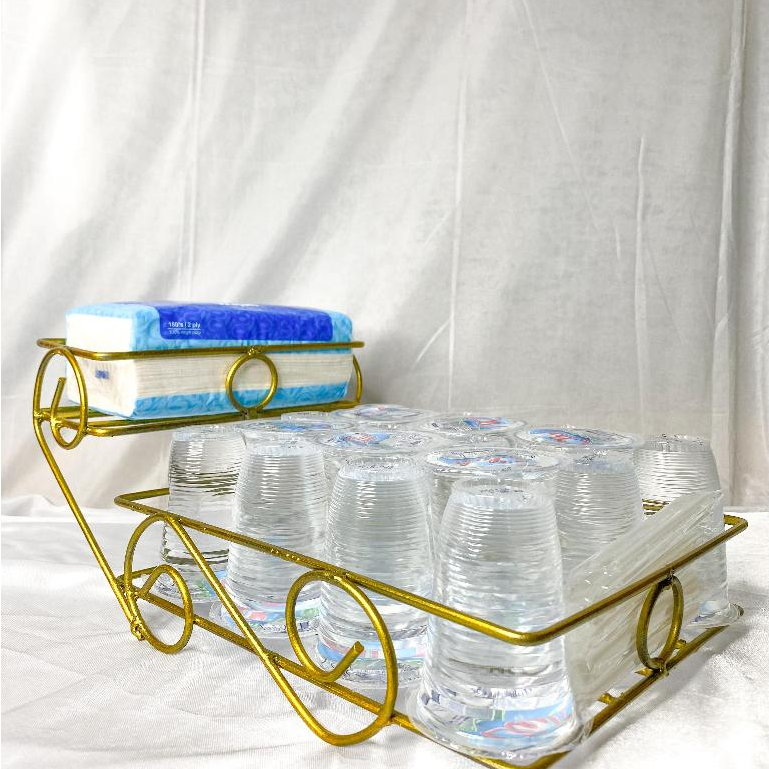 Jual Rak AQUA Tempat Minuman Dan Tissu Model Terbaru Estetik Besi Anti ...