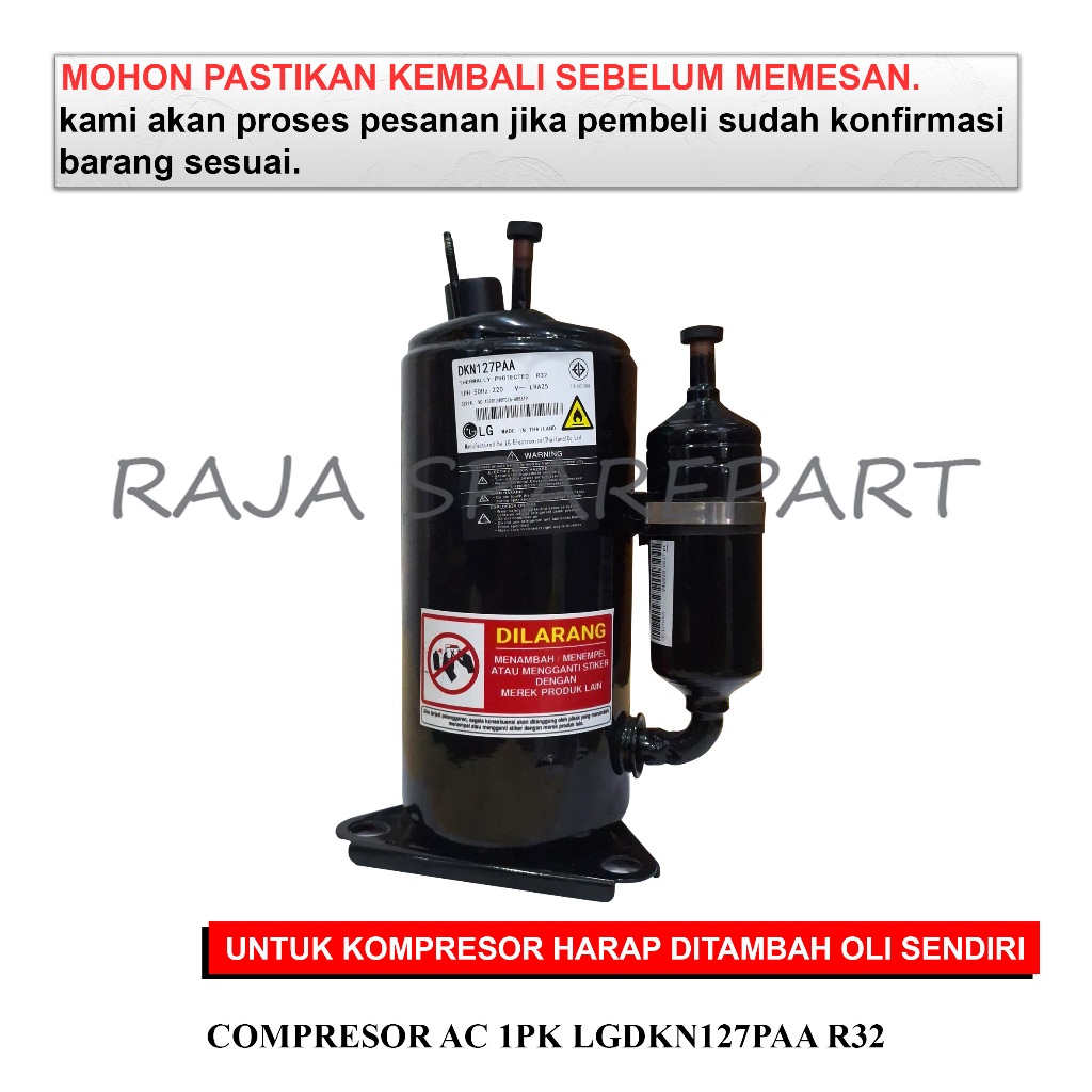Jual CALG127 KOMPRESOR/COMPRESSOR AC/COMPRESOR AC 1PK LGDKN127PAA R32 ...