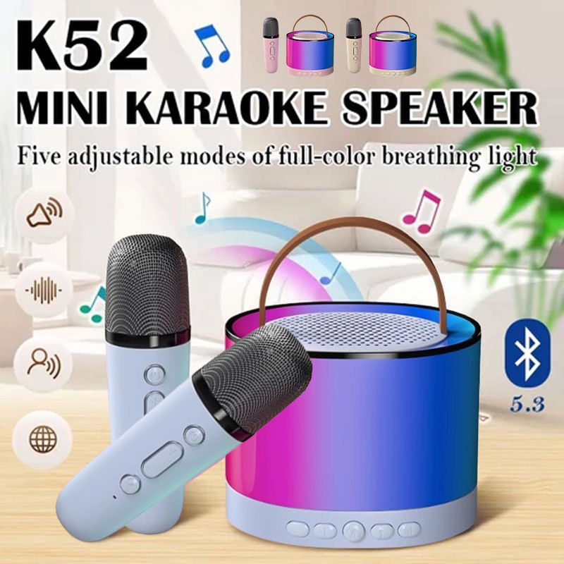 Jual 【COD】K52 Bluetooth Mini Karaoke Mic Speaker Portable Bluetooth MP3 ...