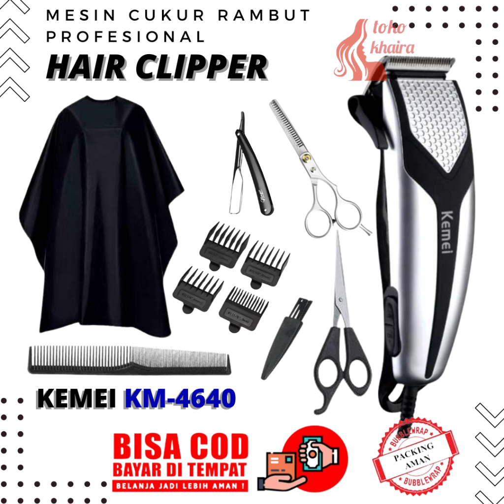 Jual Alat Cukur Rambut Listrik Kemei Kabel Panjang Paket Lengkap Sisir Gunting Mata Pisau Anti ...