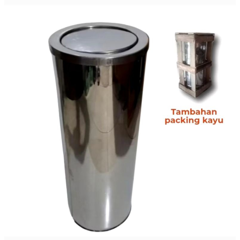 Jual tempat sampah stainless steel tabung tutup swing | Shopee Indonesia