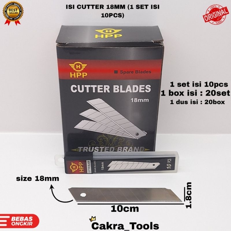 Jual REFIL CUTTER BESAR 18MM / ISI CUTTER 18MM( 1 SET ISI 10 PCS ...
