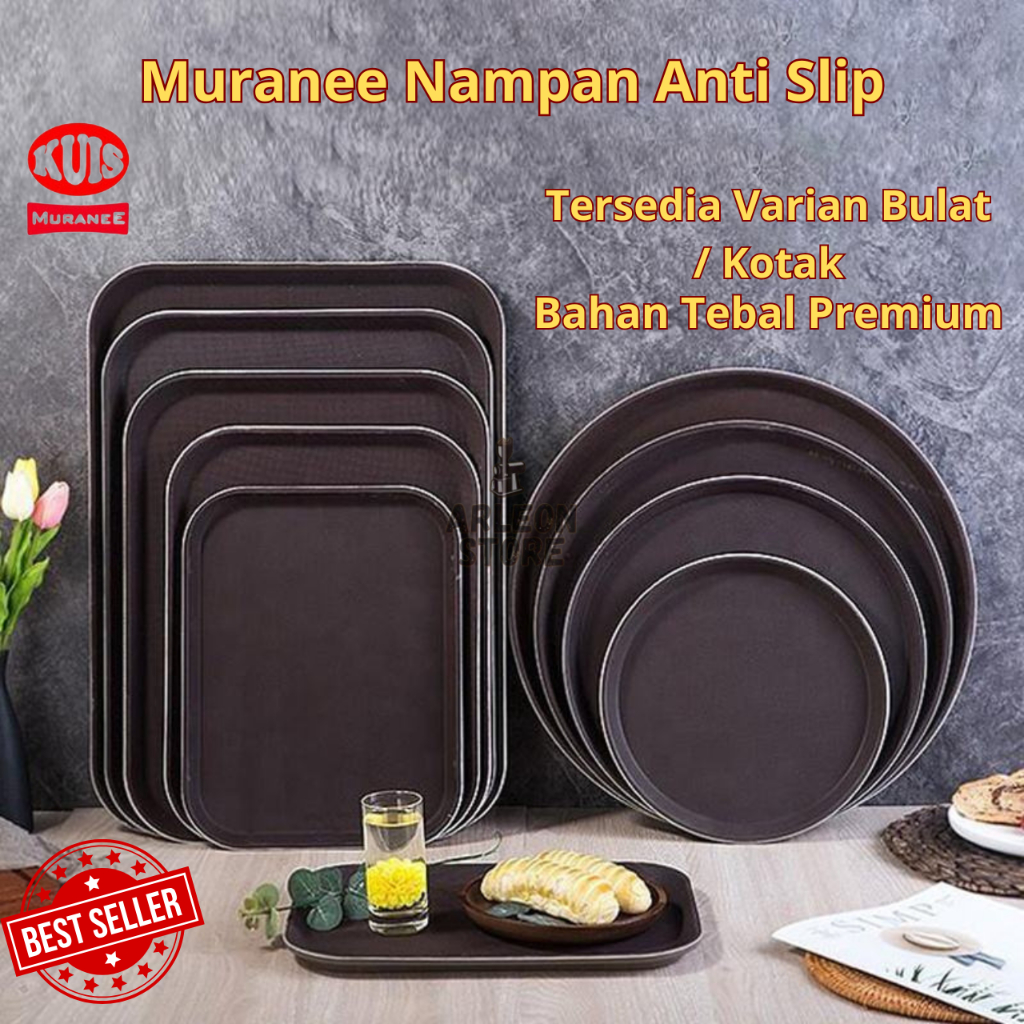 Jual Nampan Saji Makanan Tray Plastik Baki Anti Slip Tidak Licin Bulat ...