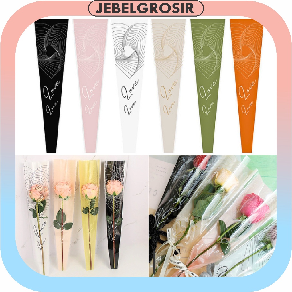 Jual 50 Lembar Kertas Pembungkus Buket Satu Bunga Mawar Cellophane ...