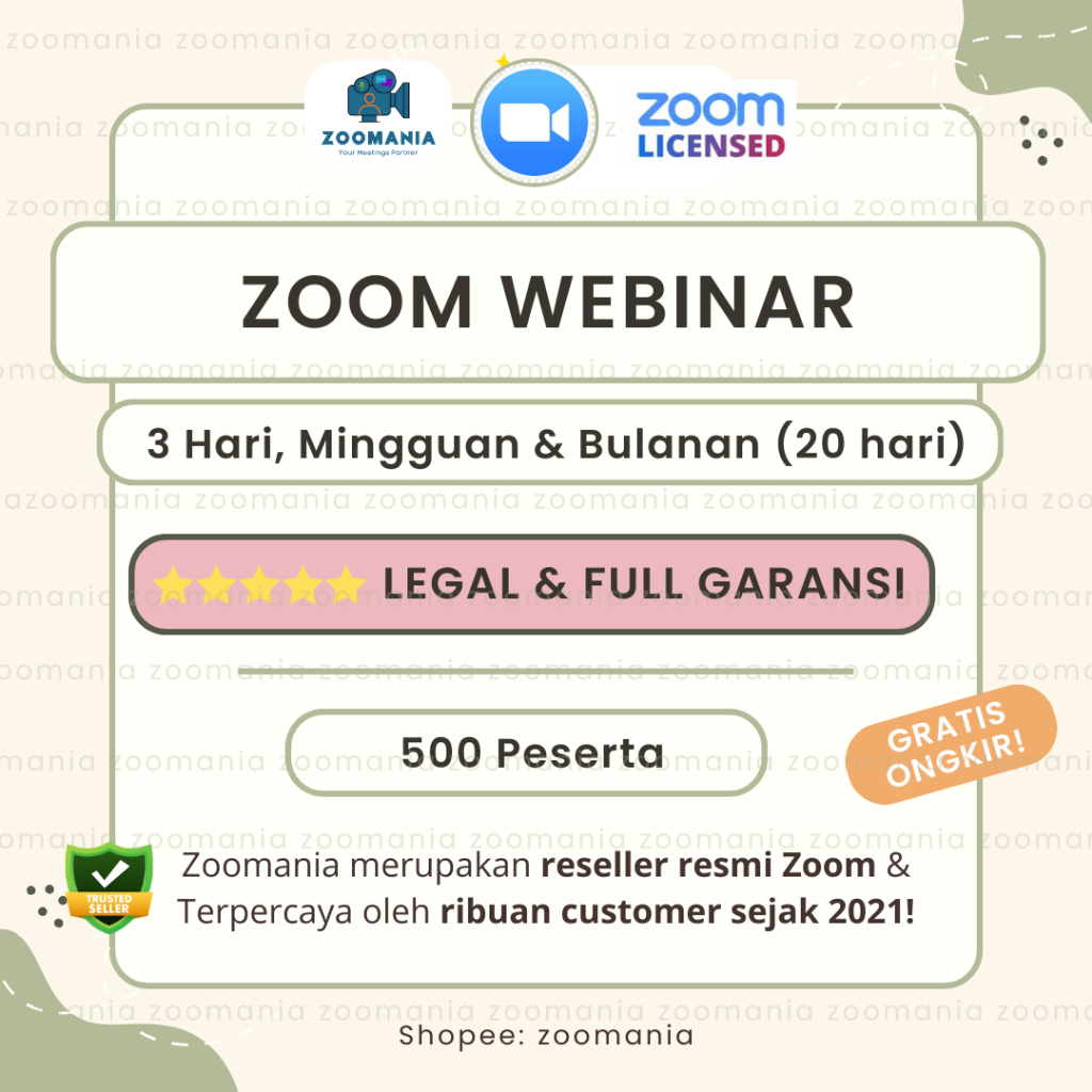 Jual Meeting Webinar 500 Peserta Harian Mingguan Bulanan | Shopee Indonesia