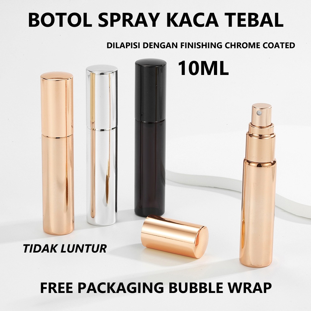 Jual Botol Spray 10ml Kaca Metalik Chrome Coated Parfum Travel Size Isi ...