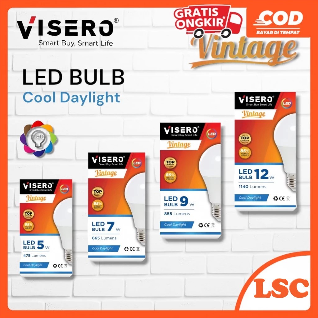Jual VISERO VINTAGE Bohlam Lampu LED BULB 5W 7W 9W 12W 15W 18W 21 W SNI Hemat Energi Cool ...