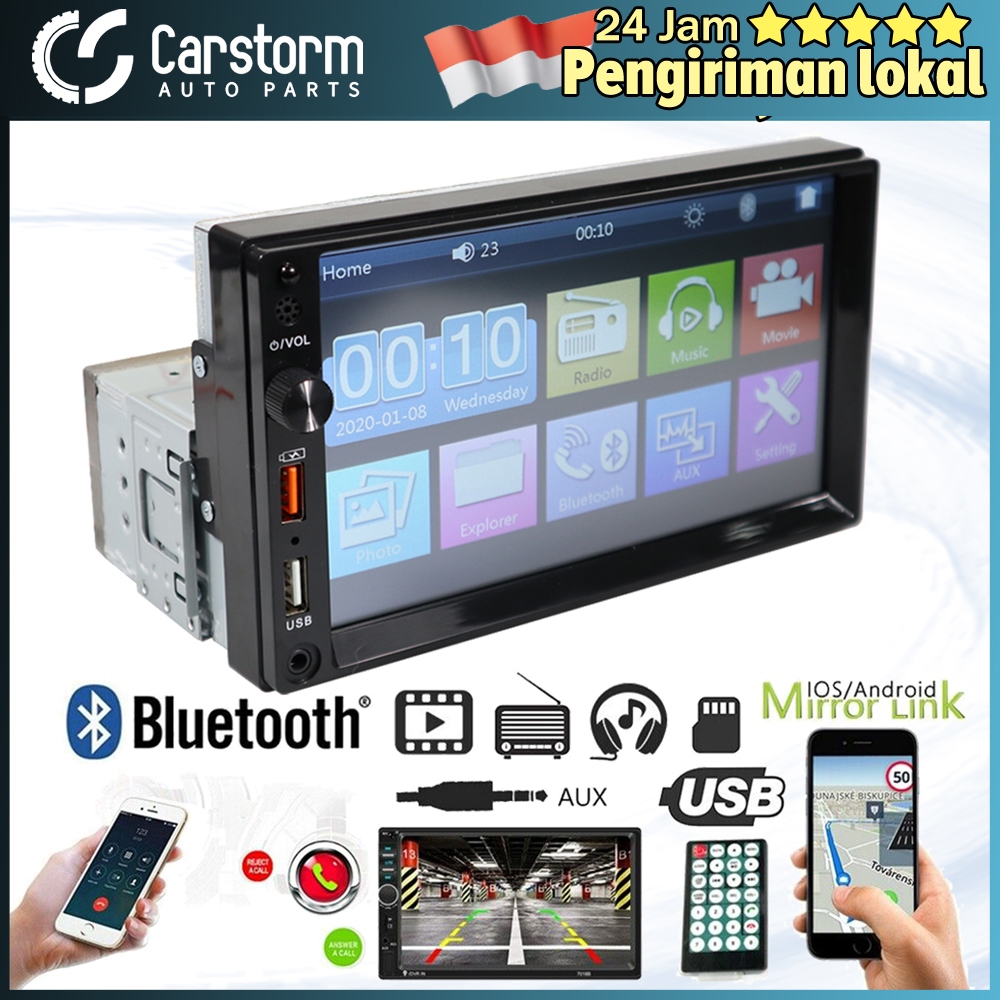 Jual Carstorm Single 1DIN 7 Inch Car Stereo Radio FM BT USB Layar ...