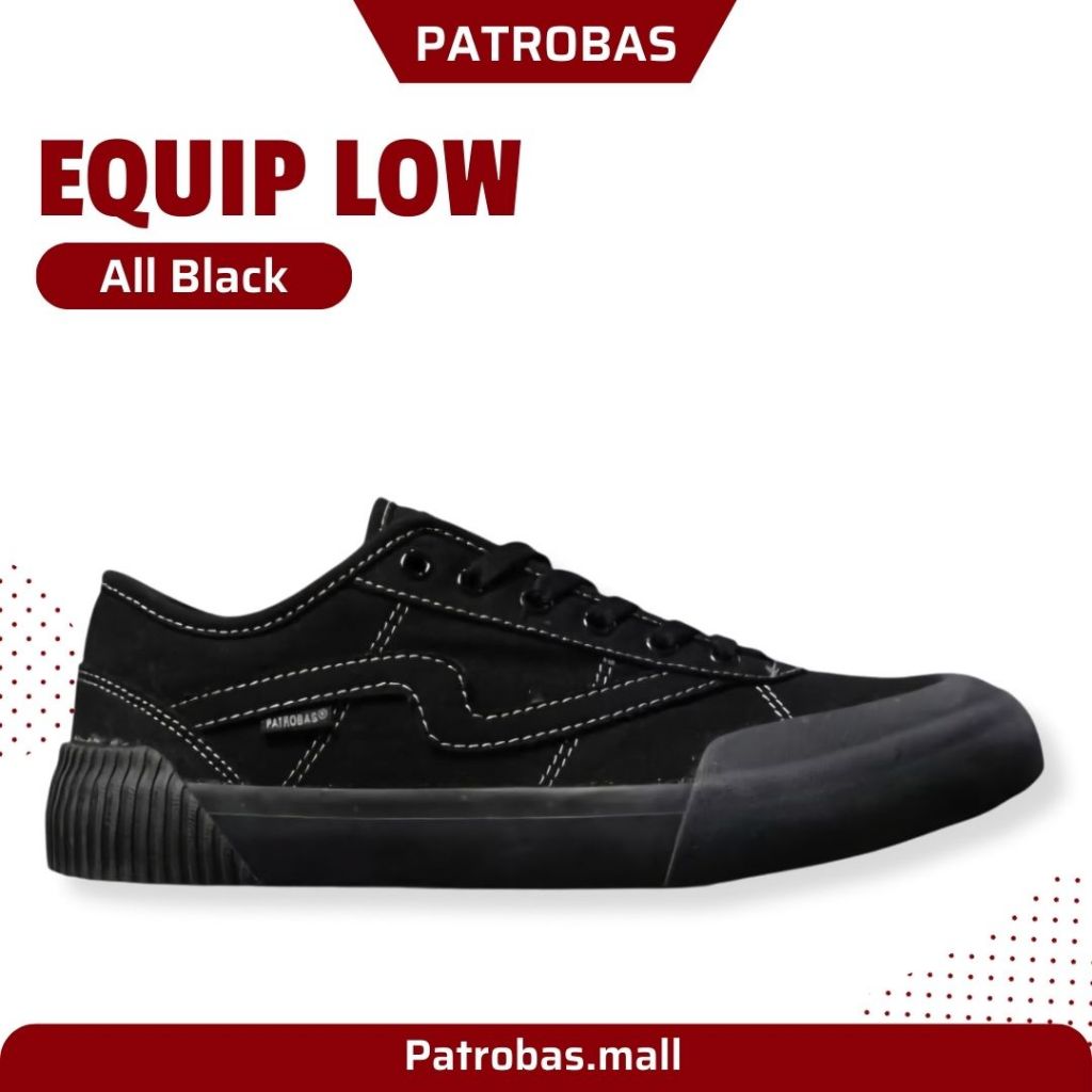 Jual PATROBAS Equip Low All Black Original Sepatu Sneakers Casual Sekolah Pria Wanita Hitam ...