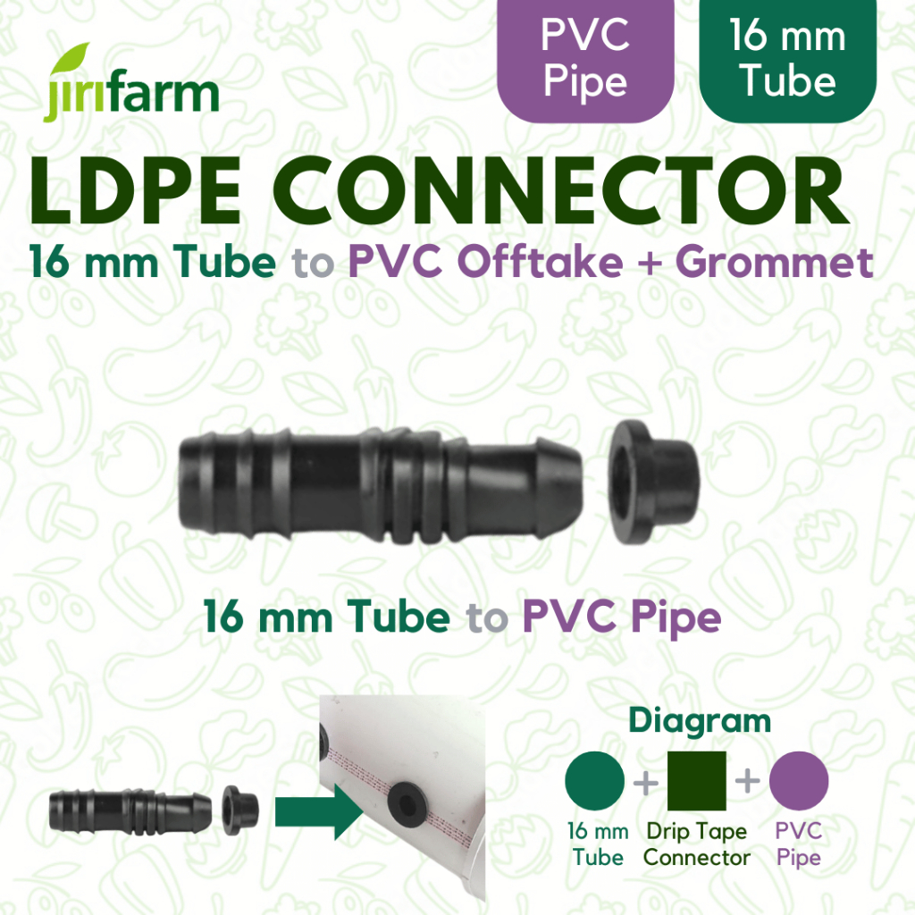 Jual JIRIFARM - Barb Connector 16 mm - Offtake PVC Pipe with Grommet ...