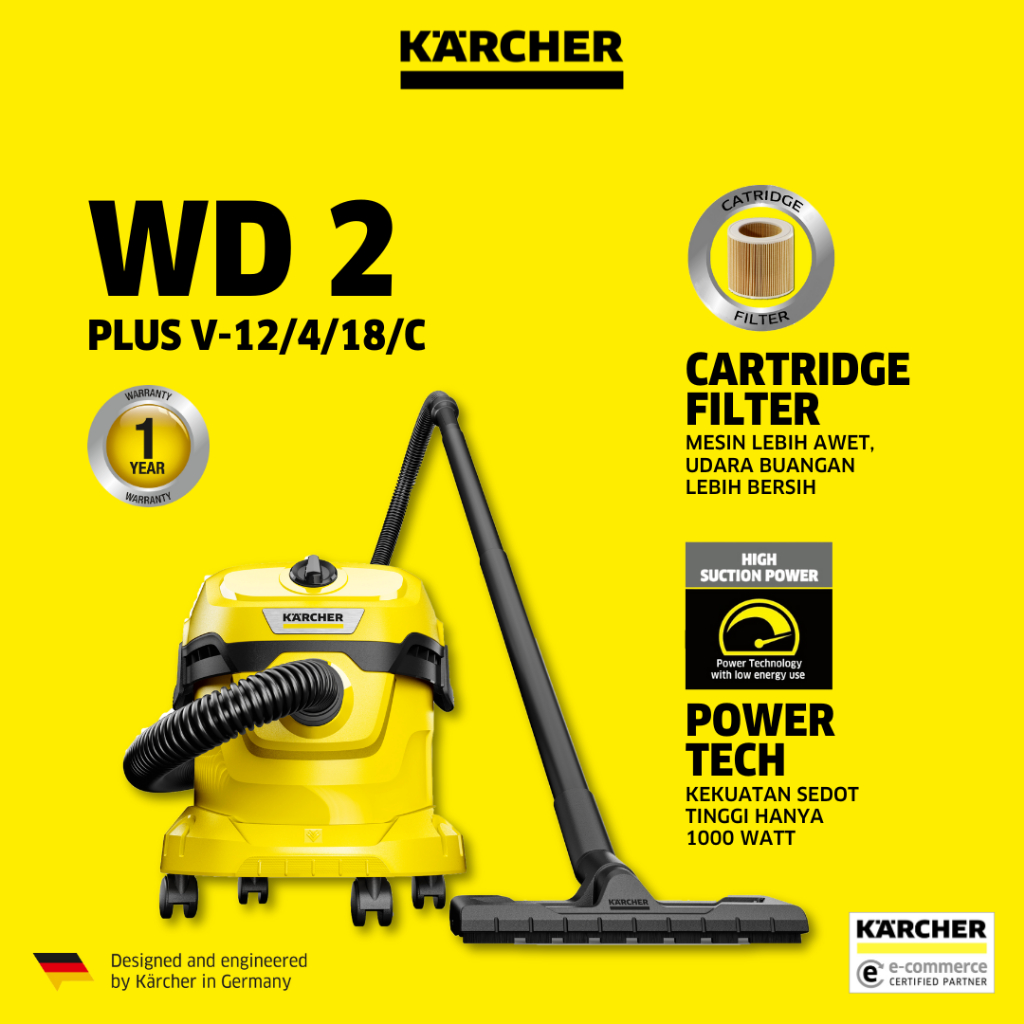 Jual Karcher WD 2 Plus V-12/4/18/C *EU Vacuum Cleaner Wet & Dry ...