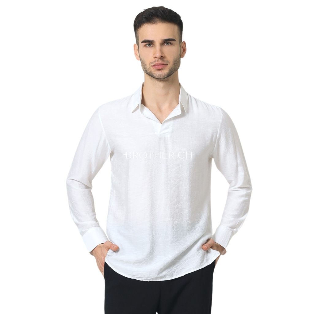 Jual BROTHERICH - AXIS PUTIH - Kemeja Linen Pria Lengan Panjang - Long ...