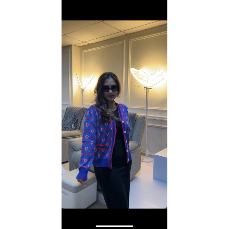 Jual GC Woman outer all sise blue color red logo | Shopee Indonesia