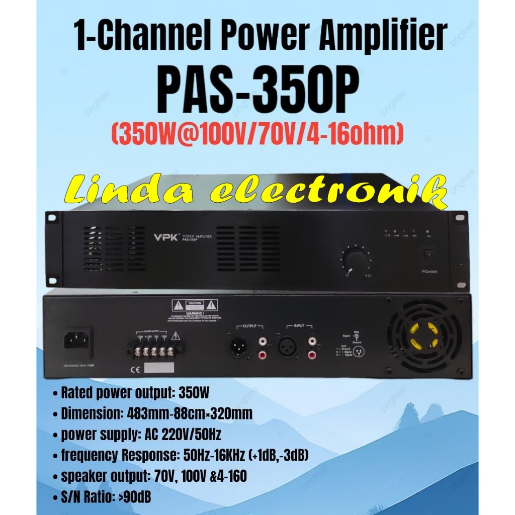 Jual power amplifier vpk pas 350p / pas350p / pas350 p 350 watt 100v ...
