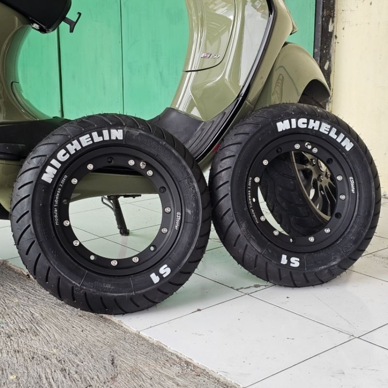 Jual Velg Modular GS Ring 10 Black Set Ban Tubeless Michelin S1 3.50 ...