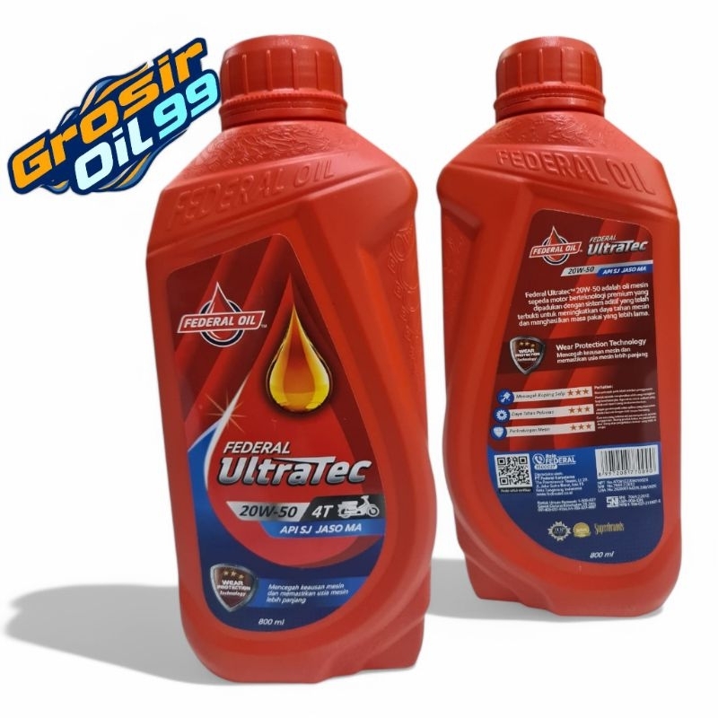 Jual OLI MOTOR BEBEK FEDERAL ULTRATEC 800ML / 0,8L SAE 20W-50 | Shopee Indonesia
